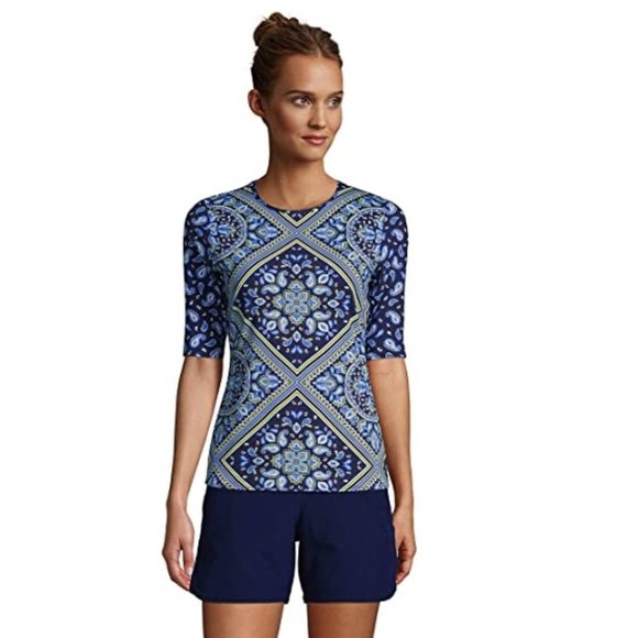 Lands' End | Swim | Nwt Lands End Womens Crew Neck Elbow Sleeve Rash ...